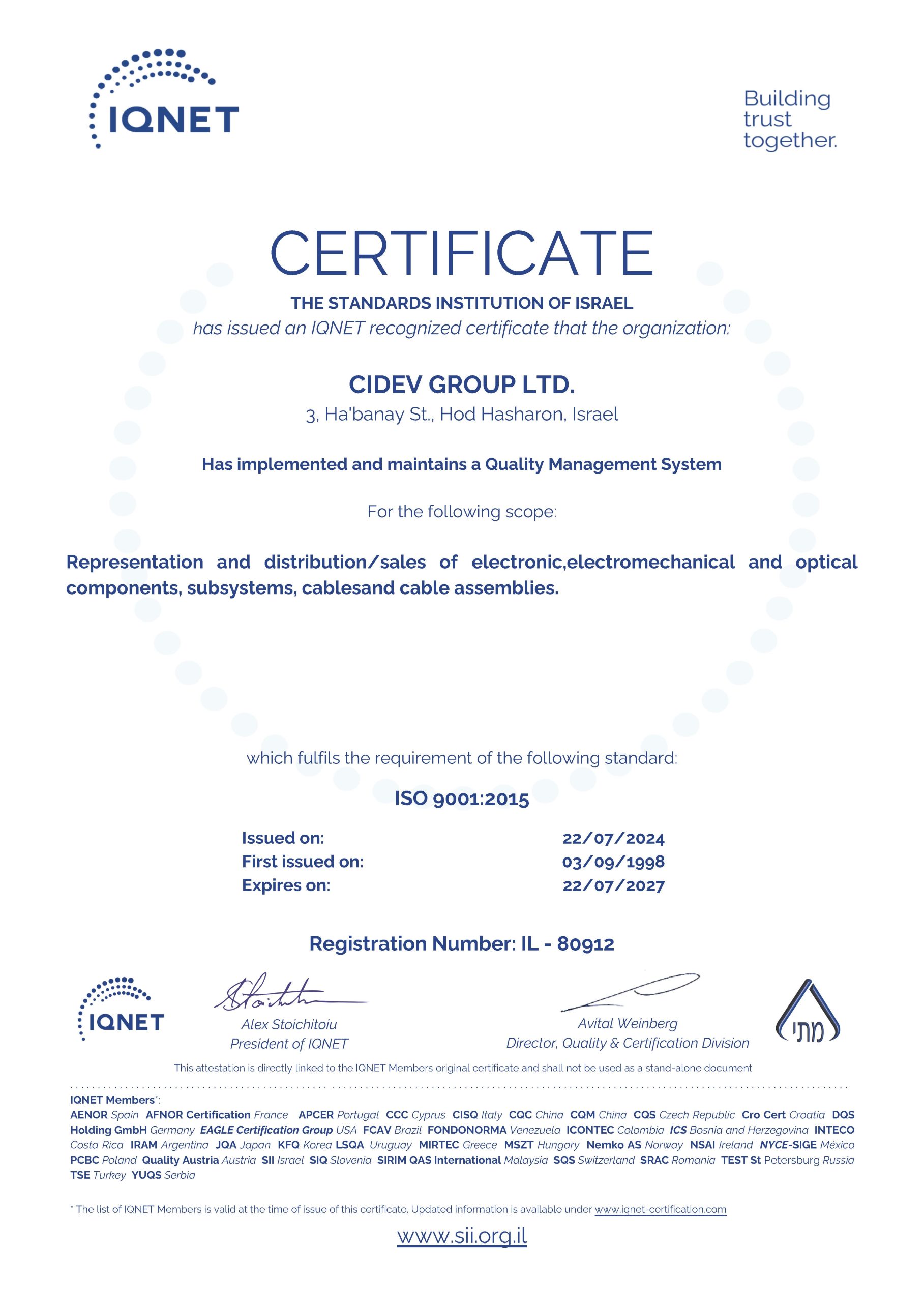Code of Ethics & ISO 9001 - Cidev Electronics